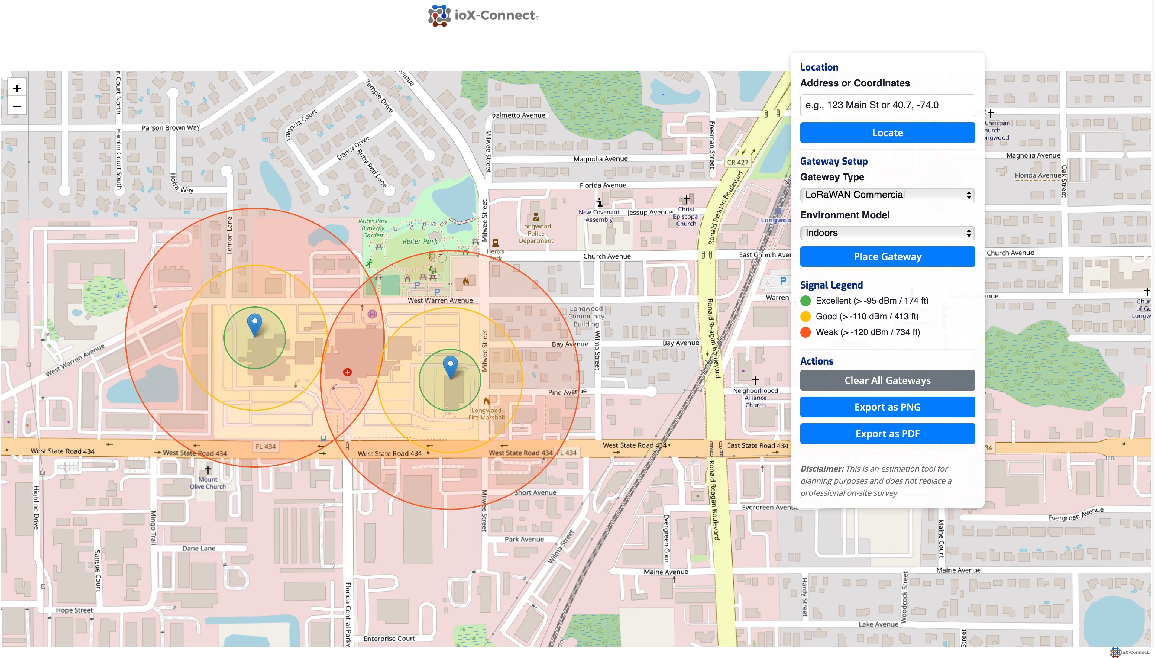 IoT Network Virtual Site Survey Tool | LoRaWAN | ioX-Connect